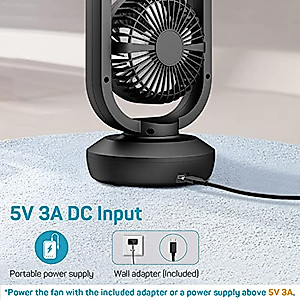 Dr. Prepare Tower Desk Fan, Portable USB Oscillating Fan with 270° Tilt, 105° Oscillation, 3 Speeds, 3 Auto-Off Timer, Small Table Fan for Bedroom, Office, Dorm and Home, Powerful Airflow, 15 inch