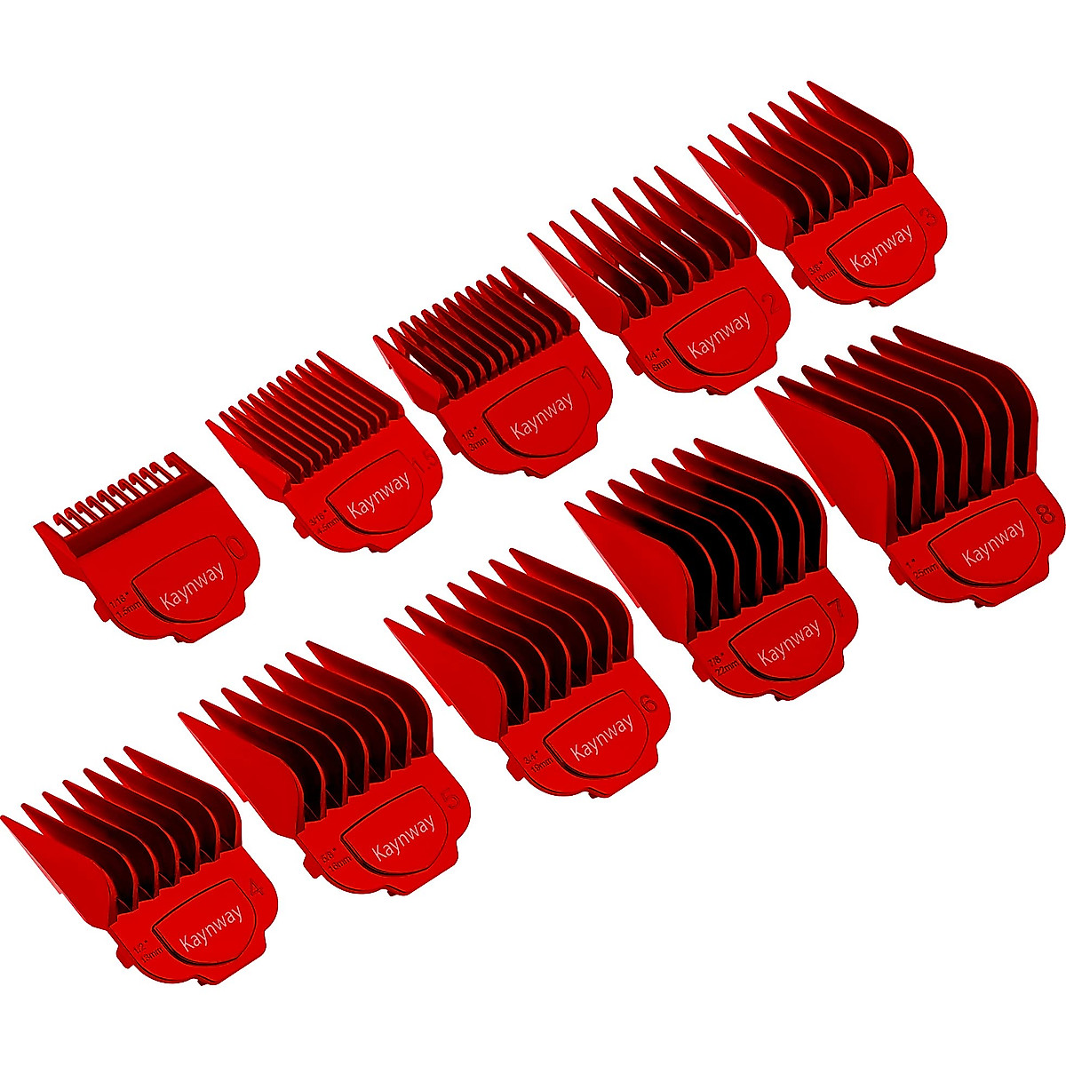 Kaynway for Andis Magnetic Clipper Guards 10PCS, Upgrade Professional Clipper Guard Comb Guides for Andis Master Hair Clippers - 1/16" to 1"(Red)