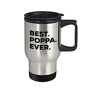 SpreadPassion Poppa Travel Mug - Best Poppa Ever - Gifts From Baby Kids Adults Grandchildren Grand kids