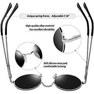 KANASTAL Small Round Sunglasses for Mens Womens Polarized Steampunk Glasses Vintage Retro Metal Frame Green Mirrored Sunglasses 2Pack