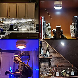 MFOX Under Cabinet Lights Wireless, Puck Lights with Remote Control, LED Color Changing Closet Lights USB Rechargeable, Dimmable LED Ceiling Lights for Bedroom