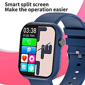 KBTPMTL Smart Watch for Men Women, Fitness Tracker for Android and iOS Phones with Heart Rate Sleep Tracking for Health, IP67 Waterproof Large Screen Smartwatches Monitor Pedometer (Blue)