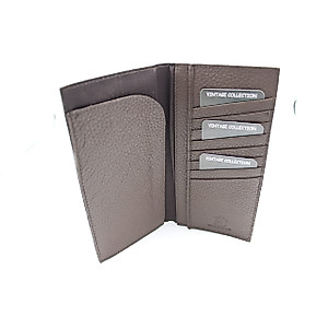 EastMeetsWest Western Dark Brown Hand Tooled Horse Head Horse Shoe Genuine Leather Bi-Fold Men's Rodeo Long Wallet