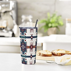 Uniwneds Native American Pattern Mugs Stainless Steel Tumbler With Lid And Straw 20 Oz Insulated Travel Coffee Mugs Cap Bottle Gifts For Women Men