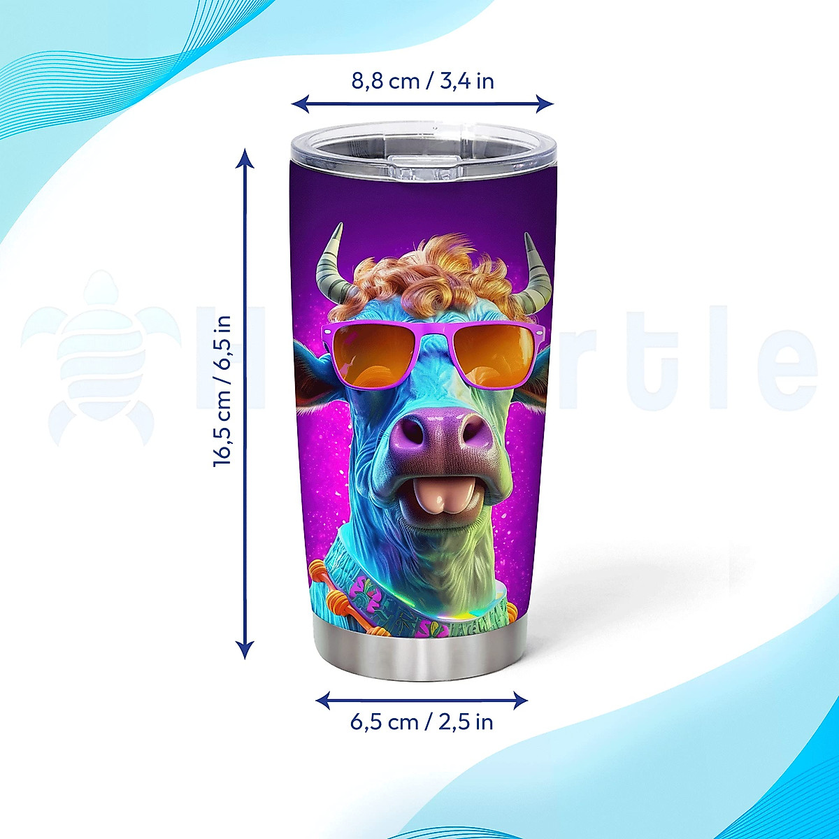 Hyturtle Personalized Cow Tumbler Gifts for Men Women - Birthday Christmas Gifts for Cow Lovers - Cow Lovers Gift - Funny Cow Tumbler - Cow Custom Name 20oz Vacuum Insulated Stainless Steel Tumbler