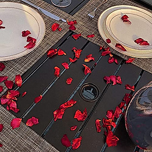 MEOOEM Patio Dining Set 5 Pieces Outdoor Metal Furniture Set, 4 x Textilene Chairs with 37 INCH Rectangular Umbrella Table for Outdoor Garden Backyard