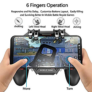 PUBG Mobile Controller with Phone Cooler and 4000mAh Power Bank for PUBG/Fortnite/Call of Duty, 4 Triggers PUBG Game L2R2 Controller Joystick with cooling fan for 4.7-6.5" Android Phones and iPhone