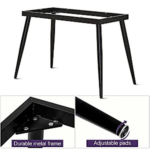 seonyou Dining Table Slate Stone with Sturdy Black Metal Base, White Mid Century Modern Dining Table Kitchen Tables for Small Spaces Rectangular Dining Room Table Restaurant（47“L）