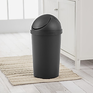 BCWYO 3 Gal. Round SwingTop Wastebasket Plastic, Black