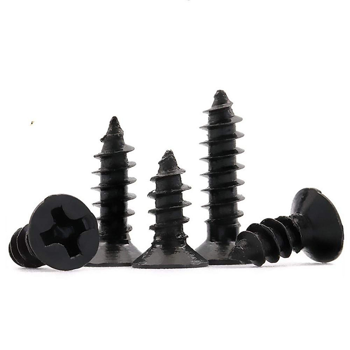 KIRANDY 100pcs Self Tapping Screws M1.7 M2 M2.3 M2.6 M3 Laptop Screws Computer Screws Small Pan Head Black Carbon Steel (Color : 5mm, Size : M2.3)