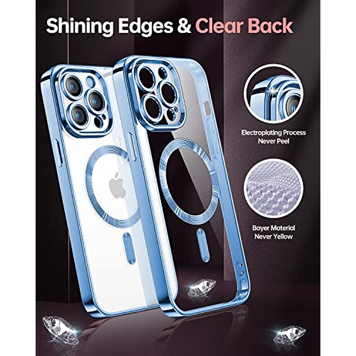 Meifigno Candy Mag Series Designed for iPhone 14 Pro Max Case, [Compatible with MagSafe & Full Camera Lens Protection] for Women Girls, Soft Magnetic Case for iPhone 14 Pro Max 6.7’’, Blue