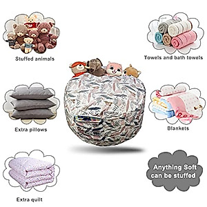Stuffed Animal Storage, Bean Bag Chair COVER - 2 in 1 Organization Bag for kids toy storage & Bean bag chair cover (NO BEANS) for kids Teens, zipper opening, soft velvet, X-Large (34" leaves)