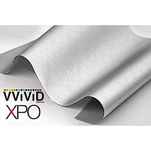 VViViD® XPO Silver Brushed Steel Car Wrap Vinyl Roll with Air Release Technology (1.49ft x 5ft)