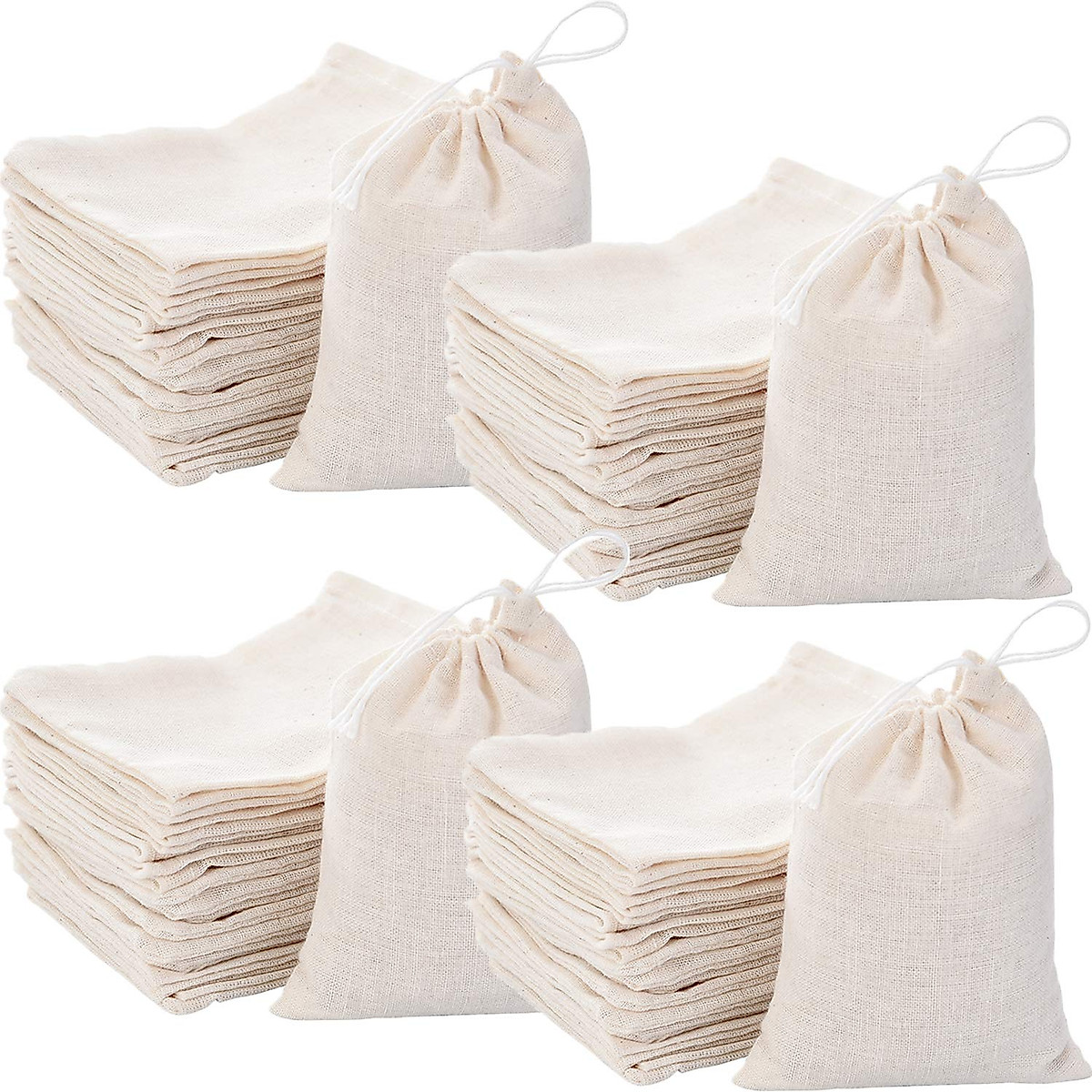 Tatuo 400 Pieces Muslin Bags Drawstring Pouch Gift Bags with Drawstring for Party Supplies Daily Use (6 by 4 Inch)