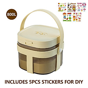 Baby Formula Dispenser，Formula Container with Silicone Handle，BPA-Free Storage Containers with Scoop and Scraper (800ML, Brown)