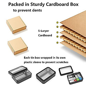 4 Pack Metal Rectangular Tin Boxes Containers with Detachable Clear Lid, Black, 4.2x2.9x1.1 Inch, Portable Box Small Storage Kit Home Organizer,Model 107