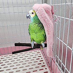 Oncpcare 2pcs Parrot Standing Perch Cover, Winter Warm Small Animal Hanging Nest Hut, Plush Pet Bird Cage Accessories (Colour Random)