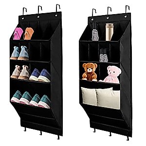 Nofaner Over The Door Shoe Organizer, 2 Pack Hanging Shoe Organizer with 2 Large Deep Pockets, Shoe for Door Rack with 6 Hooks Suitable for Doors to Bedrooms, RV, Storage Rooms, Dormitories, Etc