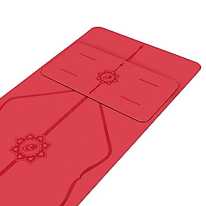Liforme Yoga Pad - Free Yoga Bag Included - Patented Alignment System, Warrior-like Grip, Non-slip, Eco-friendly, 4.2mm thick pad for knee, elbow and hand support during Yoga (Red)