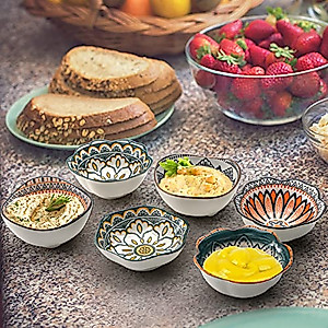 Foraineam 12 Pieces 3 Oz Porcelain Dip Bowl Set, Little Soy Sauce Dipping Bowls, Floral Mini Appetizer Dessert Condiments Server Dishes for Snack Sushi Ketchup, Vinegar, Sauce, Seasoning