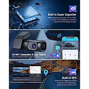 OMBAR Dash Cam Front and Rear 4K/2K/1080P+1080P 5G WiFi GPS, Dash Camera for Cars with Free 64G SD Card, Dual Dash Cam with WDR Night Vision, 24h Parking Mode,170°Wide, G-Sensor, Loop Recording, APP