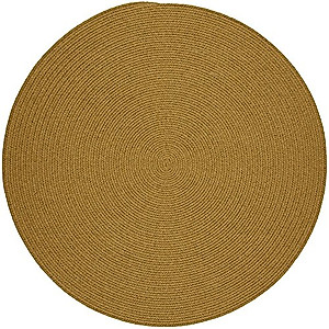 Super Area Rugs Pura Braided Wool Rug Extra Soft Reversible Living Room / Bedroom Carpet, Vintage Gold, 4' Round