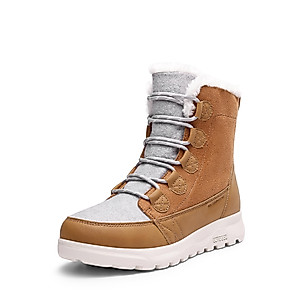 DREAM PAIRS Women's Winter Snow Boots Lace Up Warm Comfortable Faux Fur Lining Outdoor Ankle Booties SDSB2311W,Chestnut,8