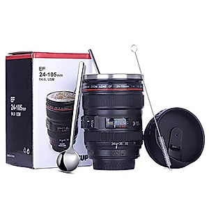 POXIWIN Camera Lens Coffee Mugs,Stainless Steel Camera Lens Cups,Unique Gift Idea for Photographers,Novelty Coffee Mugs for Home Supplies,Birthday,Xmas