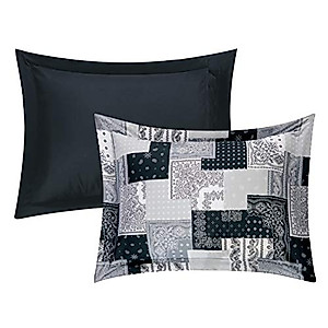 Chic Home Millennia 8 Piece Reversible Comforter Patchwork Bohemian Paisley Print Design Bed in a Bag-Sheet Set Pillowcases Decorative Pillow Shams Included, King, Black