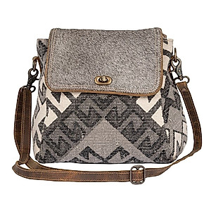 Myra Bag Stormy Love Shoulder Bag Upcycled Canvas, Leather, Cowhide & Rug S-2202