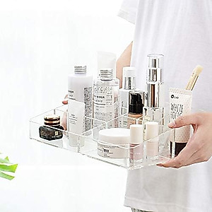 Sooyee Clear Makeup Organizer,9 Spaces Vanity Organizer Cosmetic Display Cases for Lipstick,Makeup Brushes and Skin Care Products,Plastic Makeup Storage