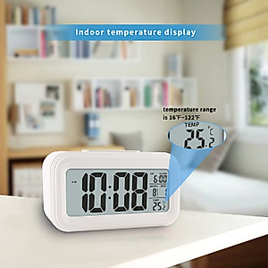 YUANRANER Digital Alarm Clock with Indoor Temperature, Battery Operated,Snooze Model,12/24H Display for Bedrooms Heavy Sleepers Kids Travel Bathroom Desk Smart Clock