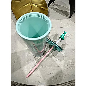 Starbucks Winter 2022 Green Teal FOX Venti Cold Cup Tumbler 24oz with FOX Topper