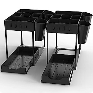SOLIUM STAR Under sink organizer 2 Pack - Bathroom storage - Kitchen sink organizer - Bathroom cabinet organizer - Under sink organizers and storage - Bathroom sink organizer - Under sink storage