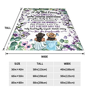 Best Friend Bestie Birthday Gifts Throw Blanket Women Bestie Sister Teen Girls Long Distance Friendship Gift Christmas or Birthday 60"x50"