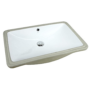 KINGSMAN Durable 21.5 Inch Rectangle Undermount Drop In Vitreous Ceramic Lavatory Vanity Bathroom Restroom Sink Pure White (21.5 Inch)