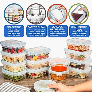 Shazo HUGE SET - 54 PCS - Food Storage Containers w/Airtight Lids (21 contianers + 21 Lids) w/6 Mini Containers, Leak Proof Lunch/Bento Box - BPA Free Freezer Safe - Plastic Storage Container Set