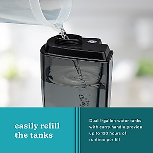 Homedics TotalComfort Deluxe Humidifier – Large Air Humidifiers for Bedroom, Plants – Top-Fill Dual 3.8L Water Tanks with Cool and Warm Mist, Essential Oil Pads, Colored Night-Light, Black