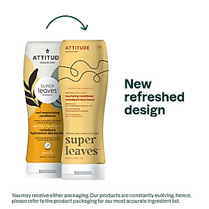 ATTITUDE Nourishing Conditioner for Curly Hair with Moringa Oil, Vegan and Naturally Derived, 3a, 3b, 3c Curl Type, Provides Lightweight Moisture to Curls, 16 Fl Oz