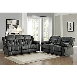 Homelegance Laurelton 90" Microfiber Double Reclining Sofa, Gray