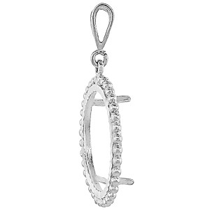 Sterling Silver Quarter Dollar Bezel 24 mm Coins Prong Back Bead Edge Diamond Cut 25 Cent Coin NOT Included