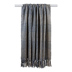 DII California Casual Houndstooth Woven Throw, French Blue & Gray, 50x60