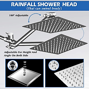 Shower Head, 8” Rain Shower Head with Handheld Spray High Pressure Rainfall with 5FT Hose, Flow Regulator, NozzleEasy to Clean Bathtub or Pets,Chrome