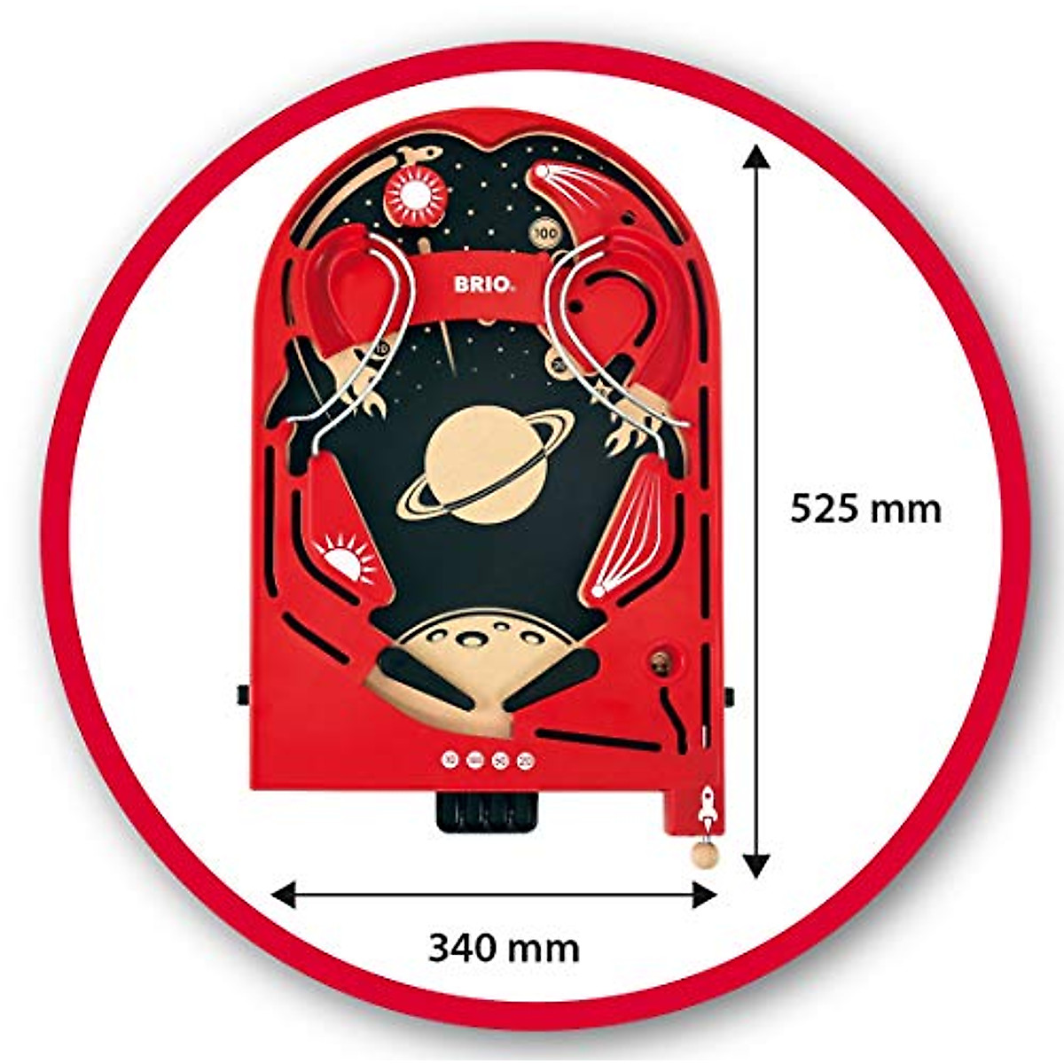 BRIO 34017 Pinball Game - Classic Vintage Arcade Style | Engaging Brain Game for Kids and Adults | Ideal Gift for Ages 6 and Up, Red