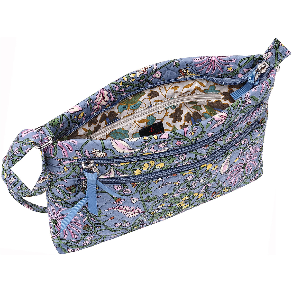 Brentano Cotton quilted Multi-zipper crossbody purse (BOHO WILDERNESS)