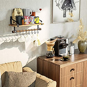 Love-KANKEI Floating Shelves, Rustic Wood Wall Shelves Bundle (Contain 2 Items)