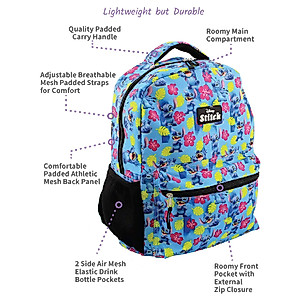 Lilo and Stitch Girl's Boy's Adult's 16 Inch School Backpack Bag (One Size, Blue)