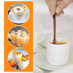 HAKSEN 8 Inch Wooden Spoon Set, 6PCS Oval Wooden Mixing Spoons Long Handle Spoons Nonstick Japanese Style Kitchen Utensils for Home Kitchen Cooking Stirring Sauce Coffee Soup Iced Tea Coconut Bowl Pot