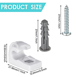 Oudain 24 Pack Down Wall Clips Closet Shelves Loop Clips Plastic Wire Wall Shelf Screws and Expansion Tubes (White)