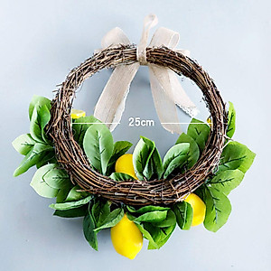 QCUTEP 15.7inch Spring Fruit Wreath Front Door Wreath Artificial Yellow Lemon Wreath for Home Garden Front Door Indoor Wall Decorations